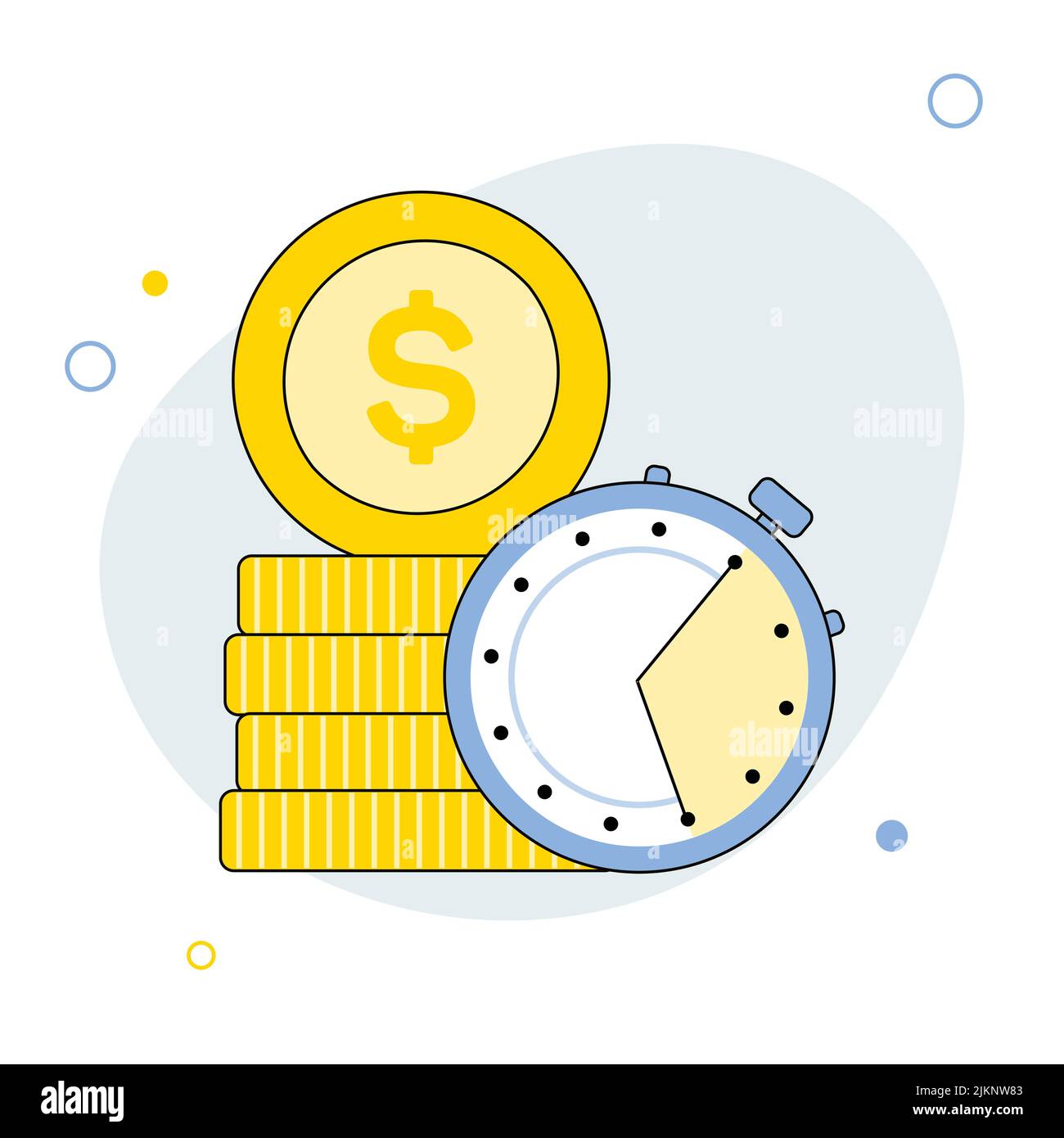 Time is money concept. Time and money savings outline vector ...