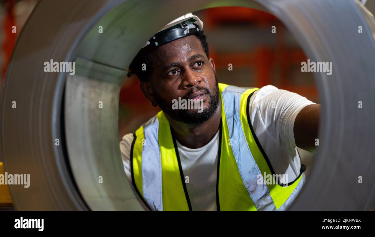 African American Heavy industry Foreman factorial worker check stock of ...