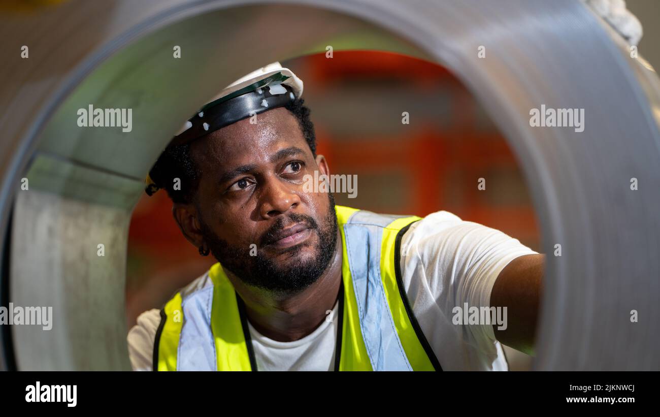 African American Heavy industry Foreman factorial worker check stock of ...