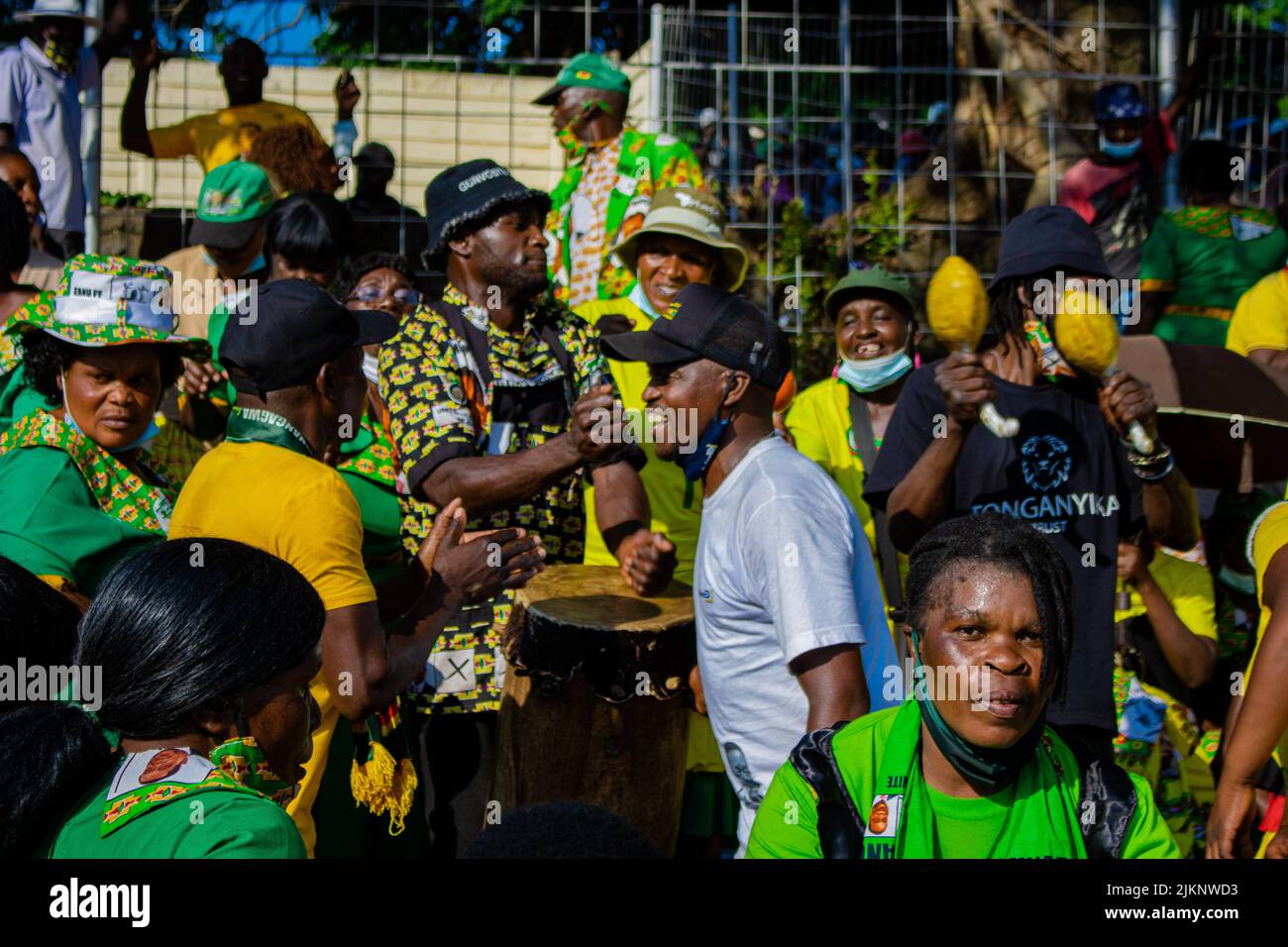 A Women dancing at a political rally in Zimbabwe for zanu pf party ...