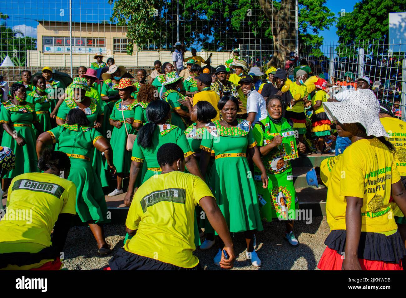 A Women dancing at a political rally in Zimbabwe for zanu pf party ...