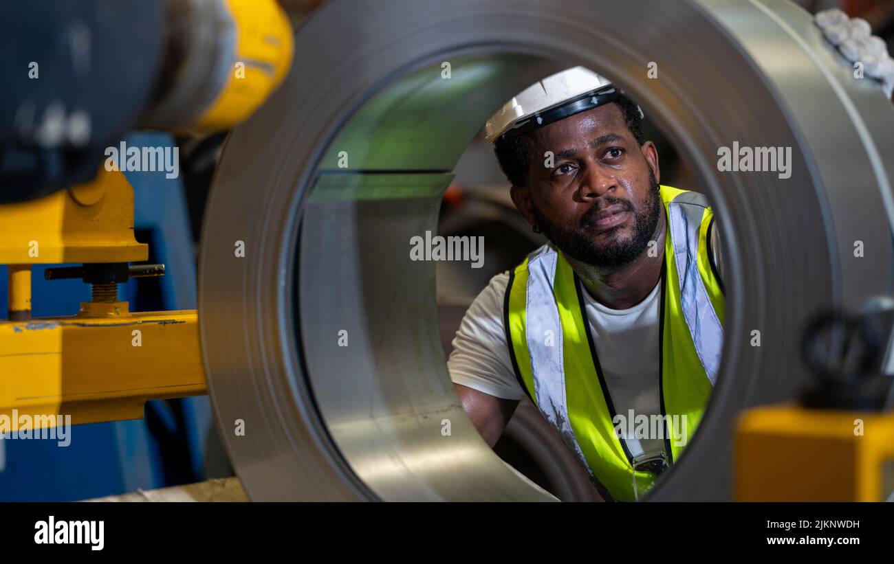 African American Heavy industry Foreman factorial worker check stock of ...