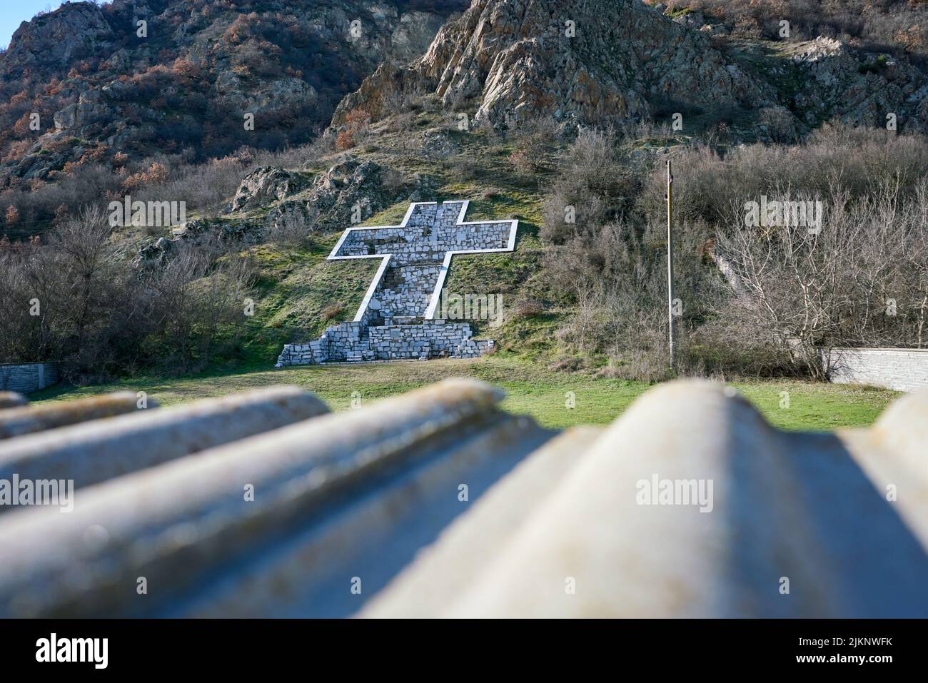 A cross monument in Rupite in honor of the famous Bulgarian seer Baba ...