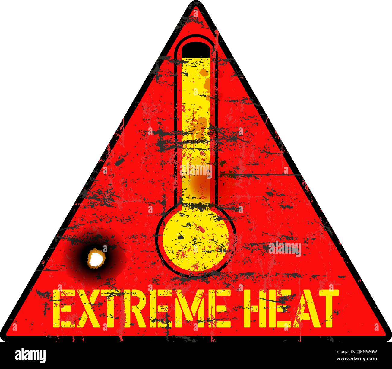 Heat warning sign with thermometer, grungy sytyle vector illustration ...