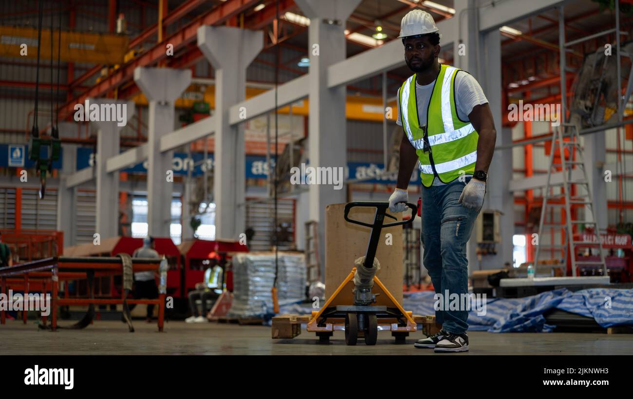Diverse Team of Workers use Hand Pallet Truck Start Loading in ...