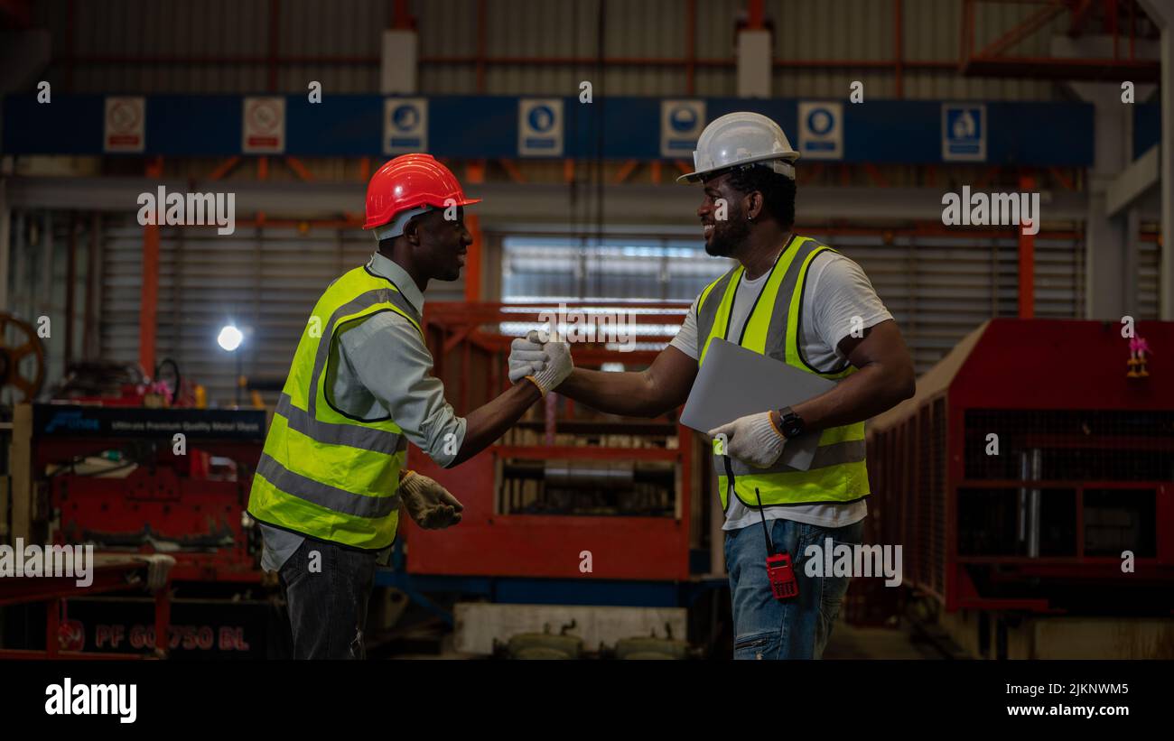 Industry man Fist Bumping Partner Industry Business Trust Teamwork in ...