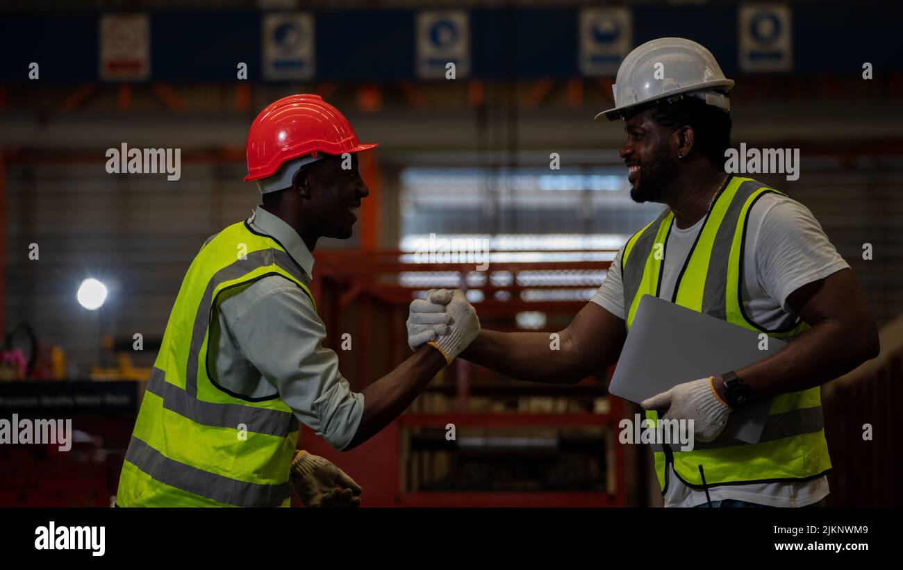 Industry man Fist Bumping Partner Industry Business Trust Teamwork in ...