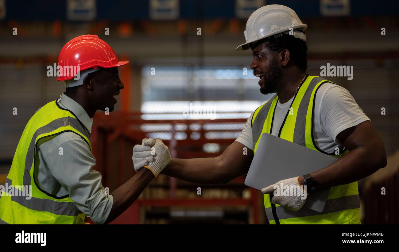 Industry man Fist Bumping Partner Industry Business Trust Teamwork in ...