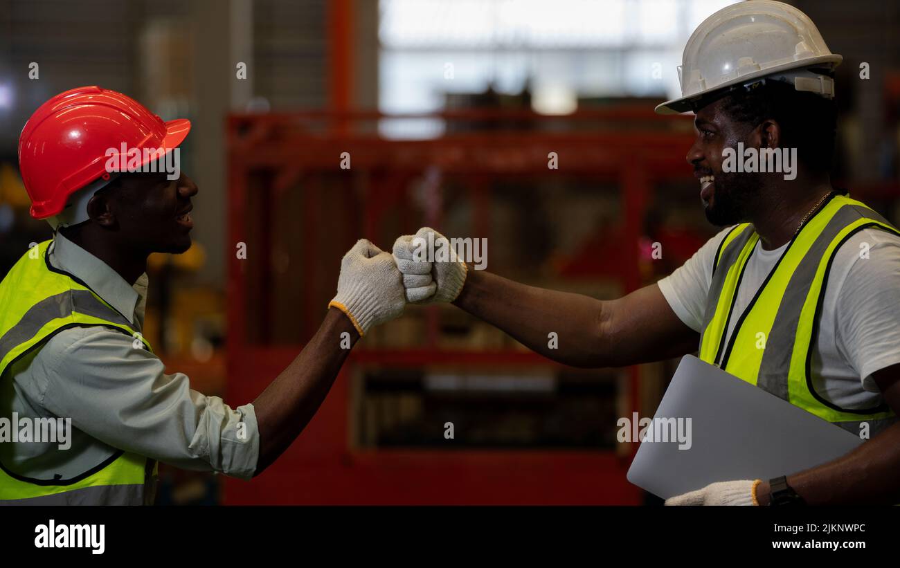 Industry man Fist Bumping Partner Industry Business Trust Teamwork in ...