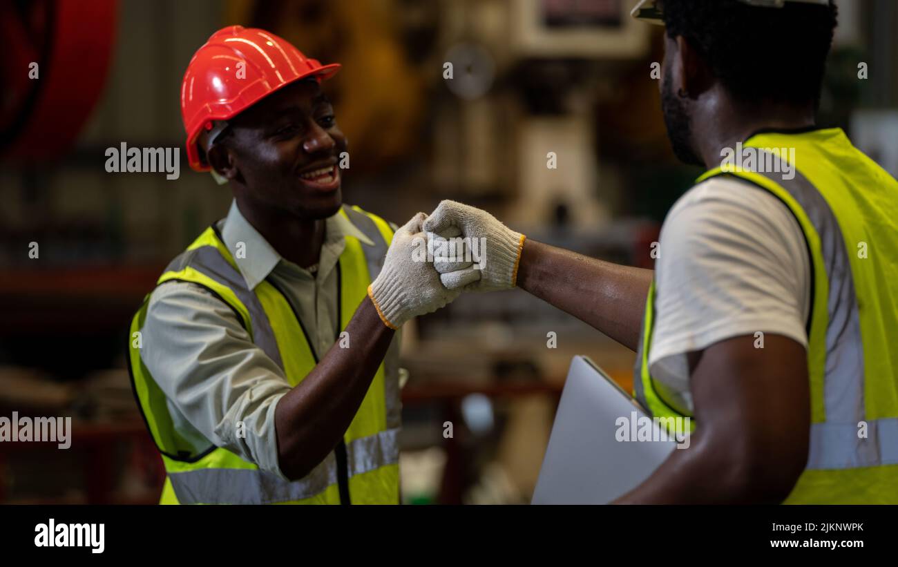 Industry man Fist Bumping Partner Industry Business Trust Teamwork in ...