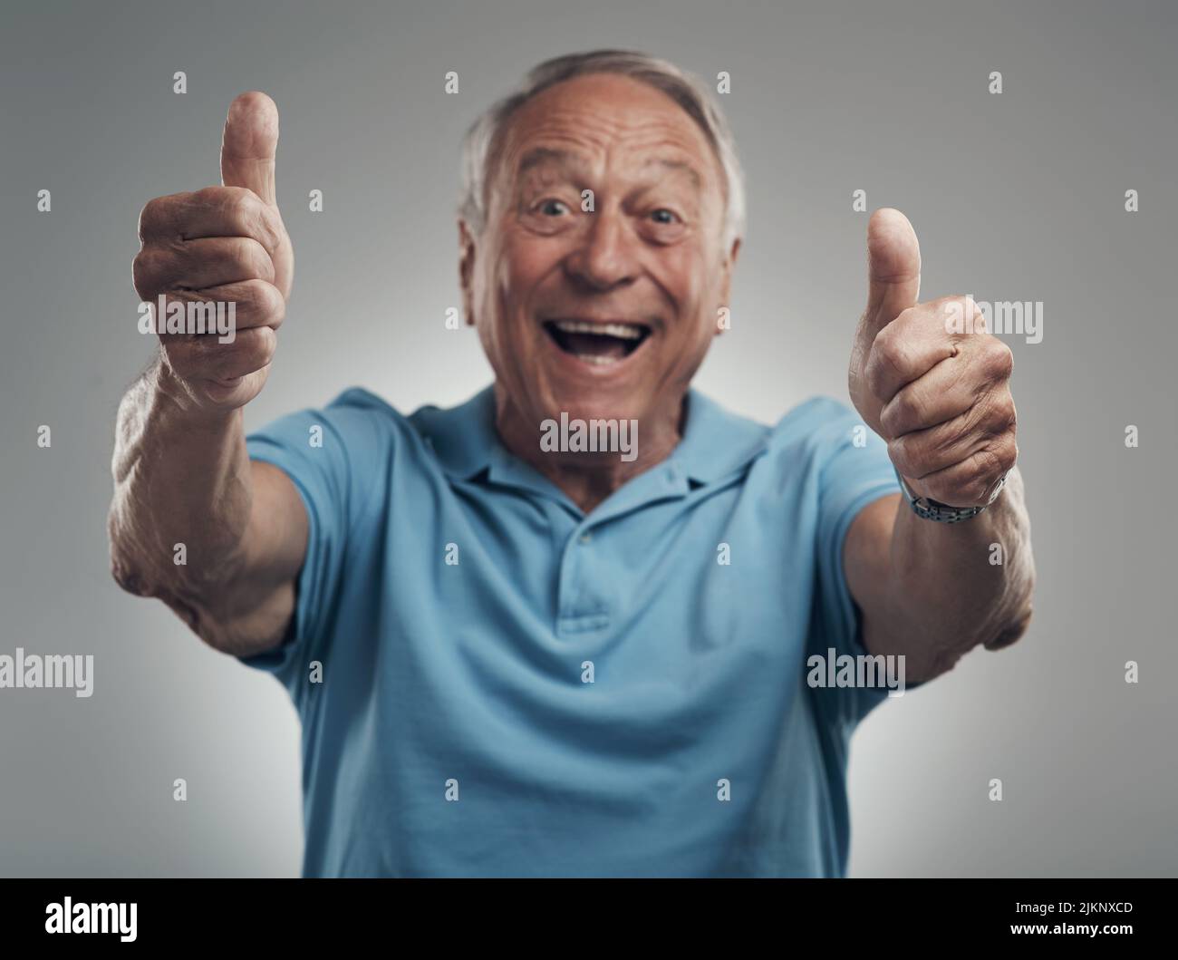 We should definitely do that again. a happy elderly man giving the ...