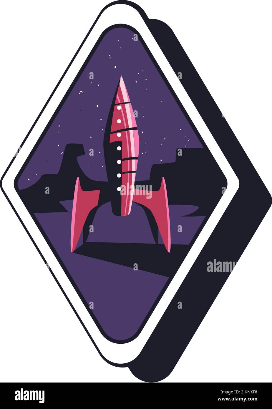 flat pink rocket emblem Stock Vector Image & Art - Alamy