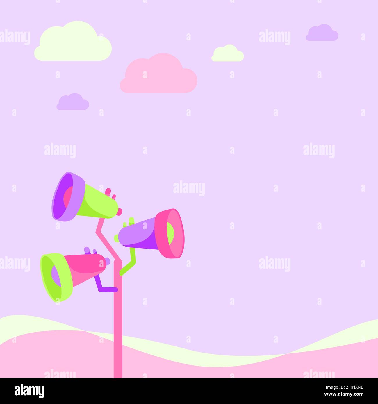 An illustration of megaphones on a colorful background - announcement ...