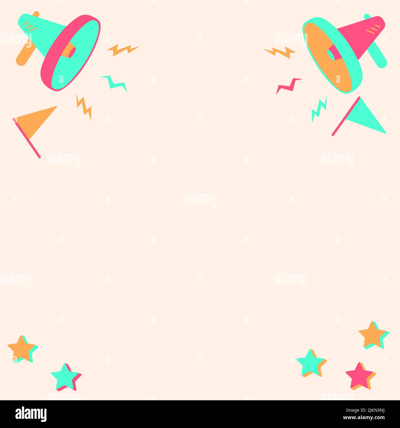 An illustration of megaphones on a colorful background - announcement ...