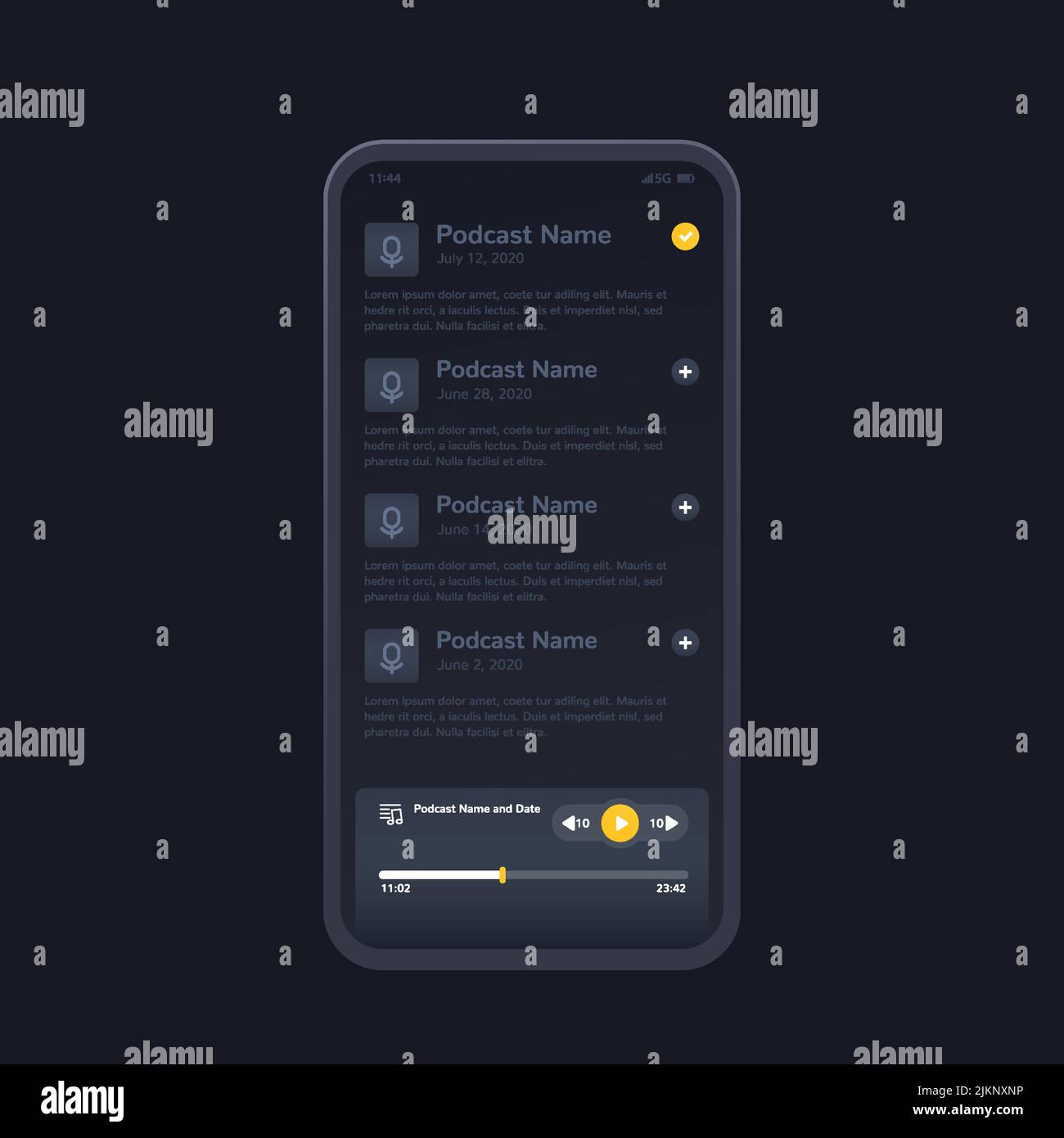 podcast app and player, mobile ui design Stock Vector Image & Art - Alamy