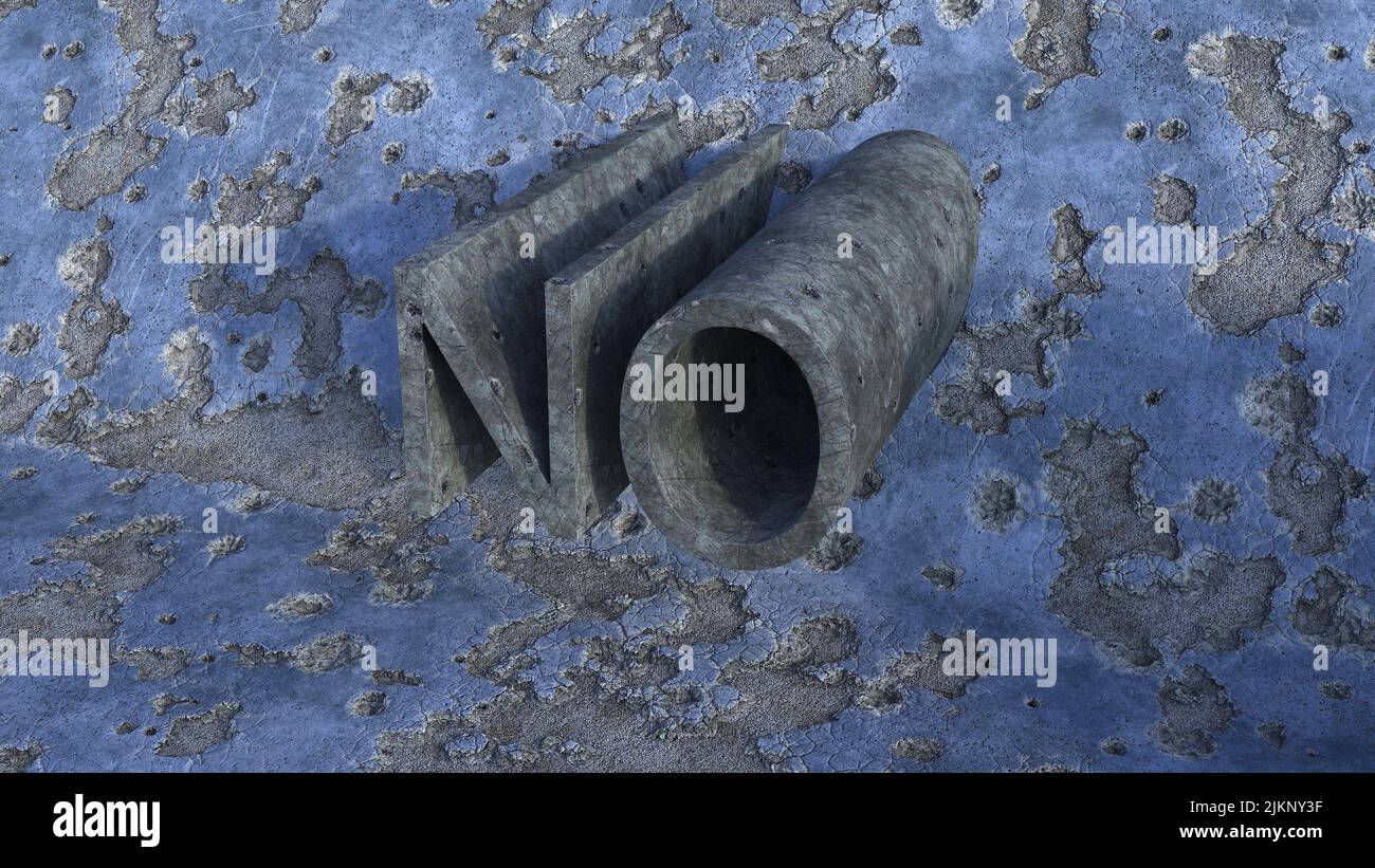 The word NO made with concrete on a damaged blue wall Stock Photo - Alamy