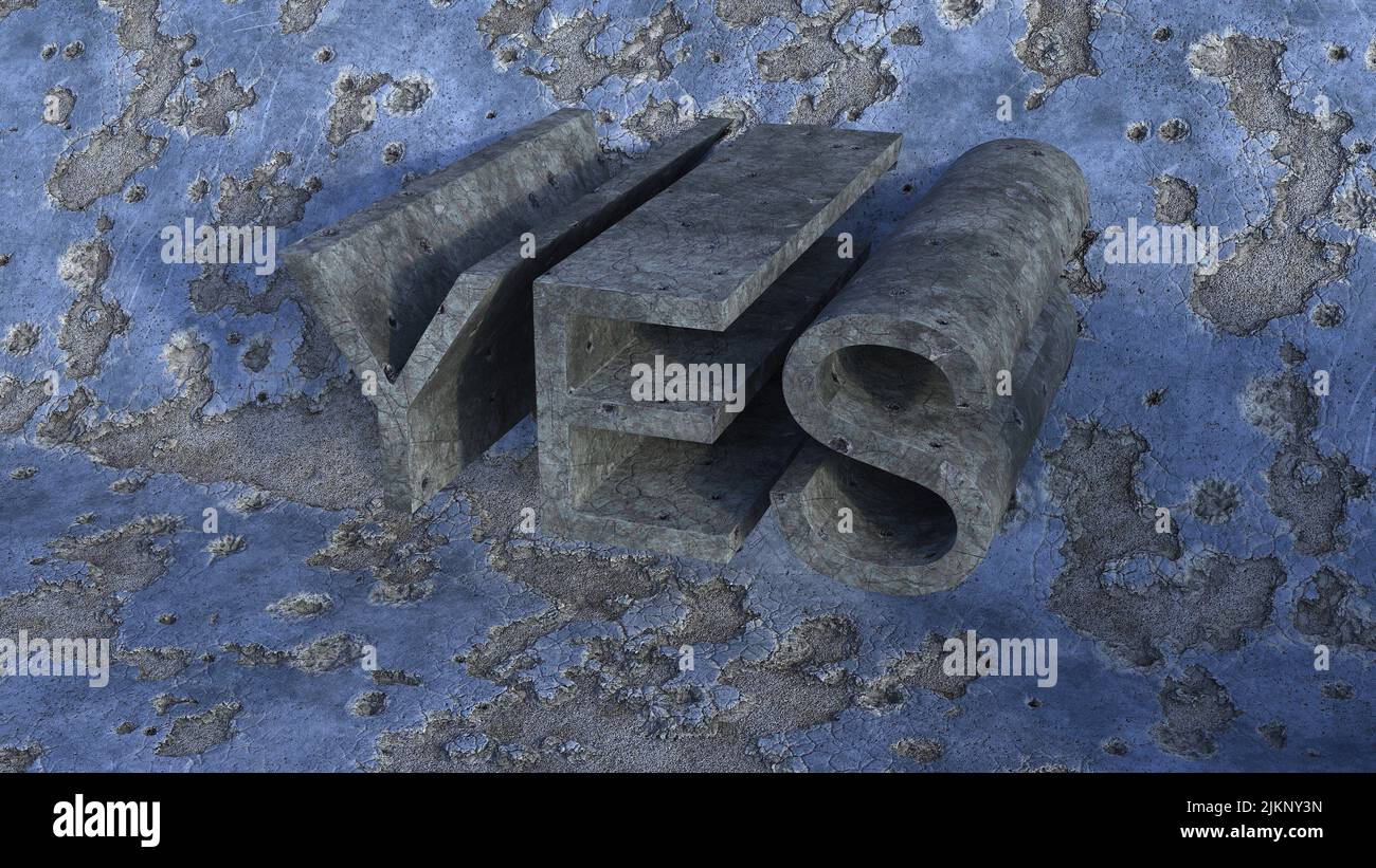 The word YES made with concrete on a damaged blue wall Stock Photo - Alamy