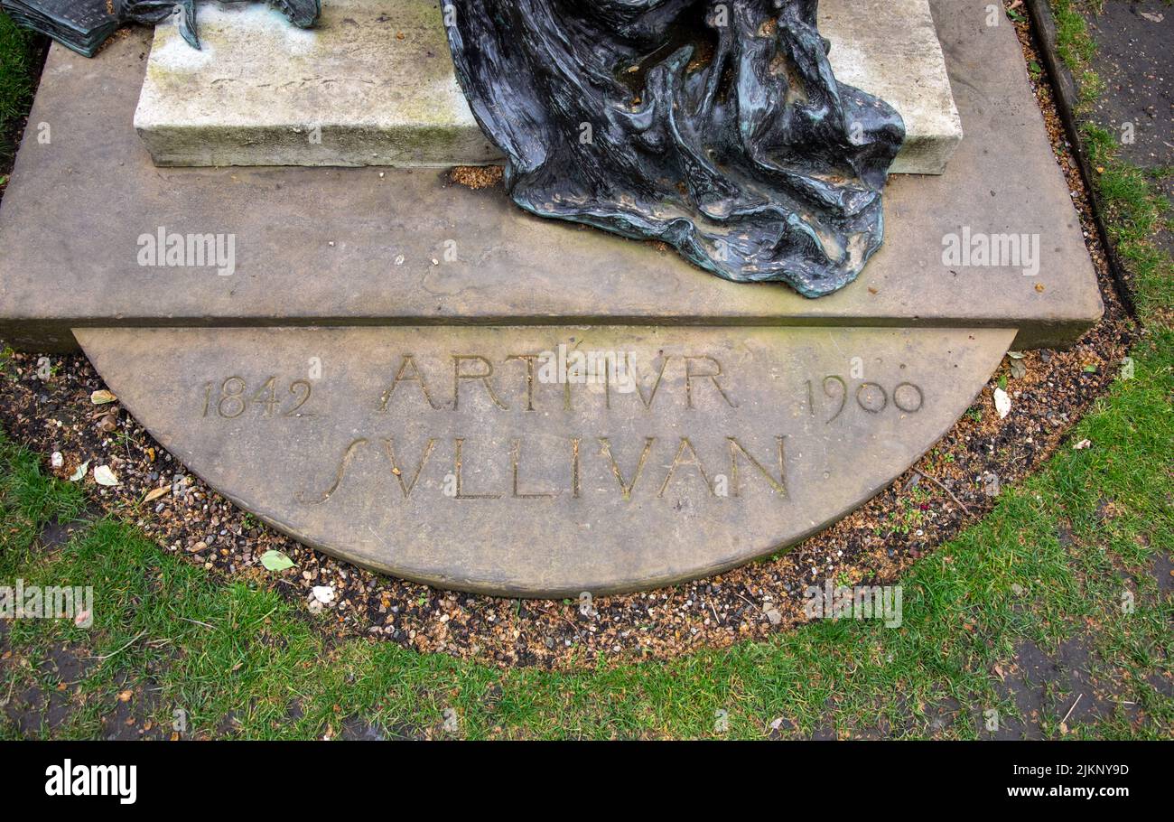 The name plaque on the base of the memorial to Arthur Sullivan by ...