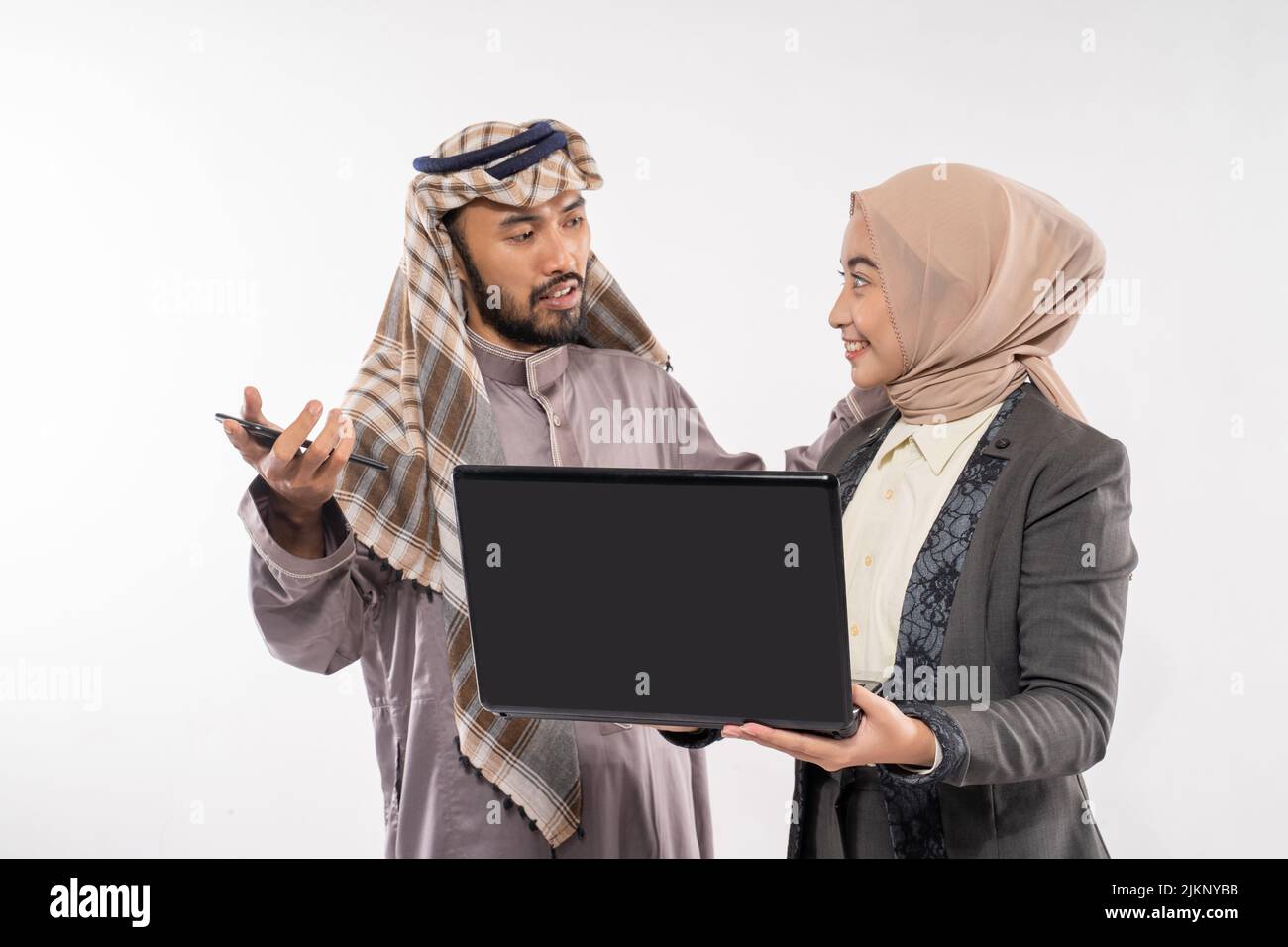 muslim business partner discussing and meeting using laptop pc Stock ...