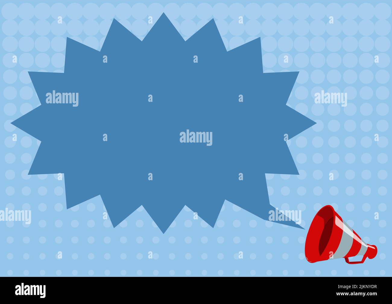 An illustrated spiky Chat Cloud originating from a megaphone on a light ...