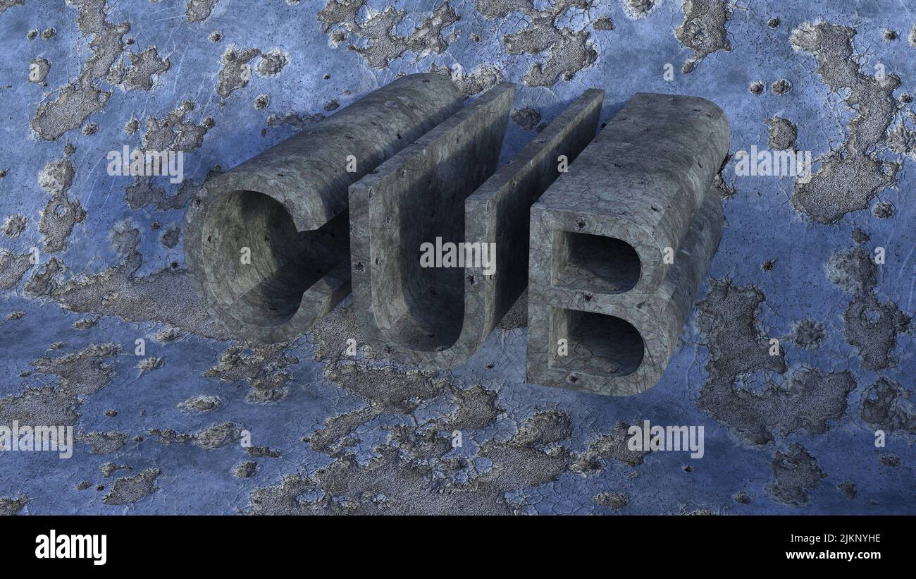 The word CUB made with concrete on a damaged blue wall Stock Photo - Alamy