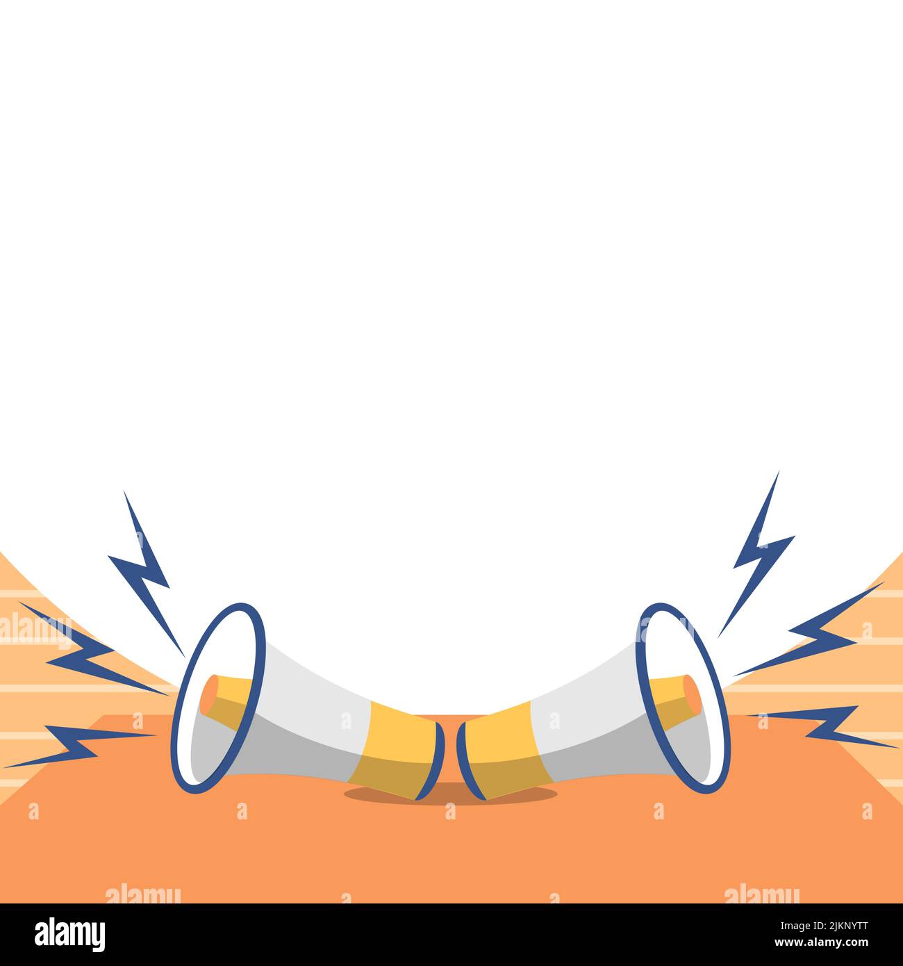 A pair of megaphones with sound waves on a white background Stock ...