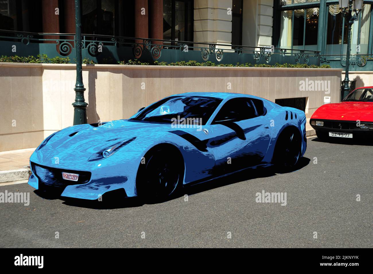Sports car Ferrari parked on the road, in Monaco, Monte Carlo Stock ...