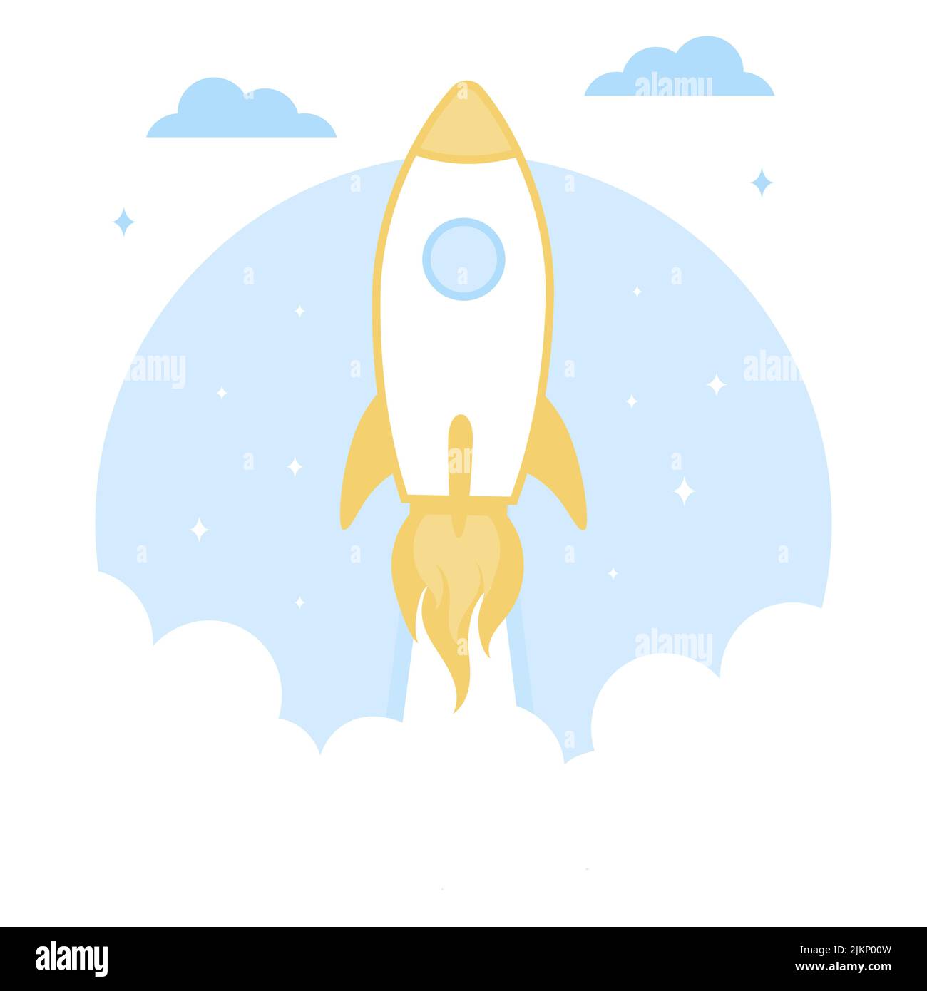 Rocket ship in a flat style.Vector illustration with flying rocket ...