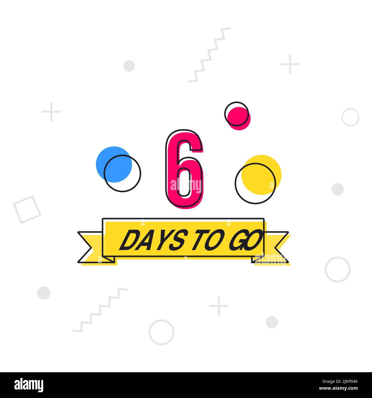 6 days to go last countdown icon on geometric memphis style. Vector ...