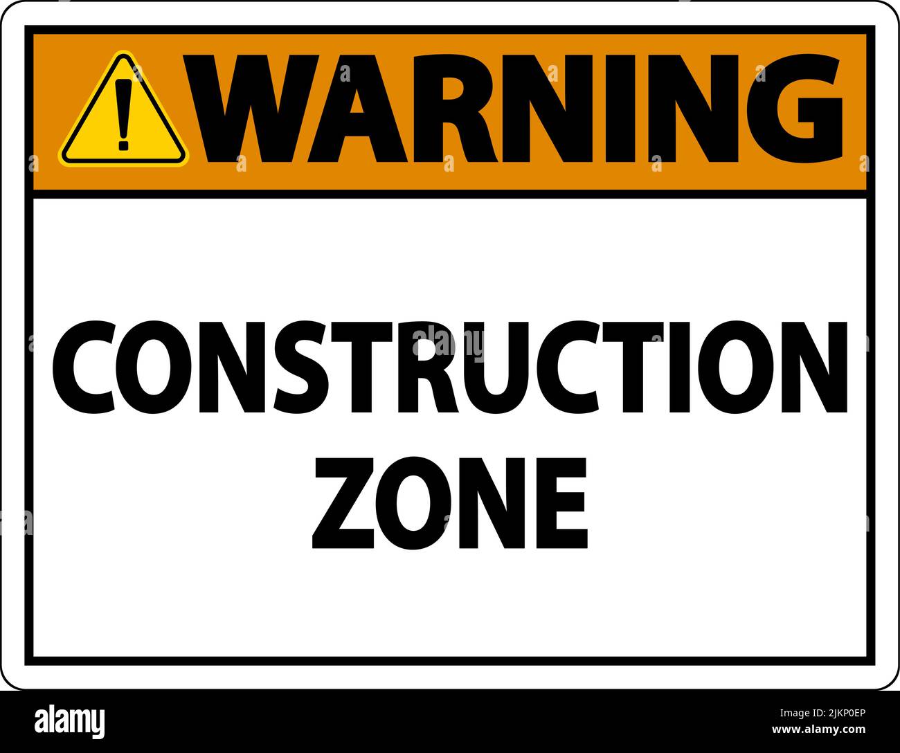 Warning Construction Zone Symbol Sign On White Background Stock Vector ...