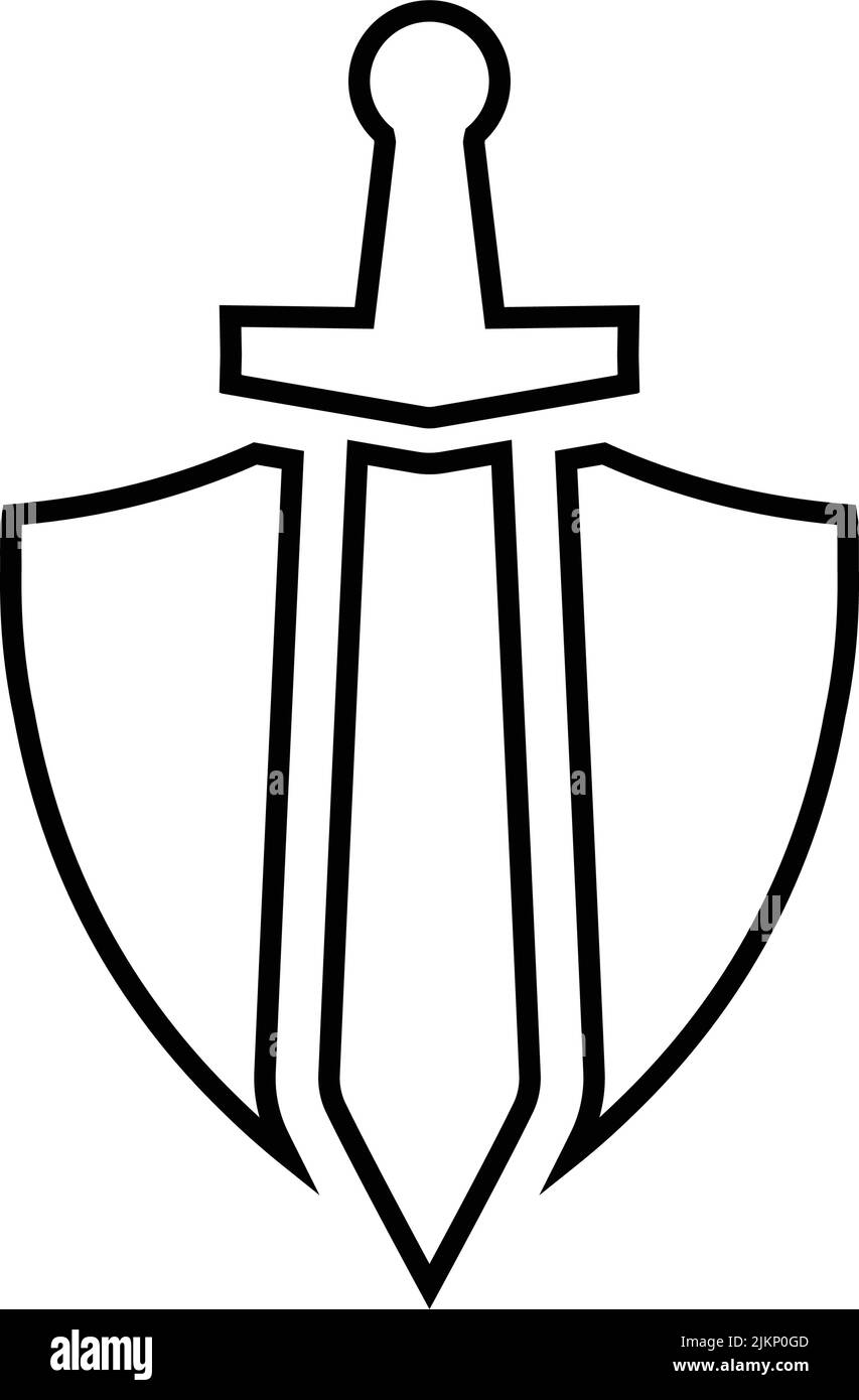 Shield, sword, military, security icon - Simple editable vector EPS ...