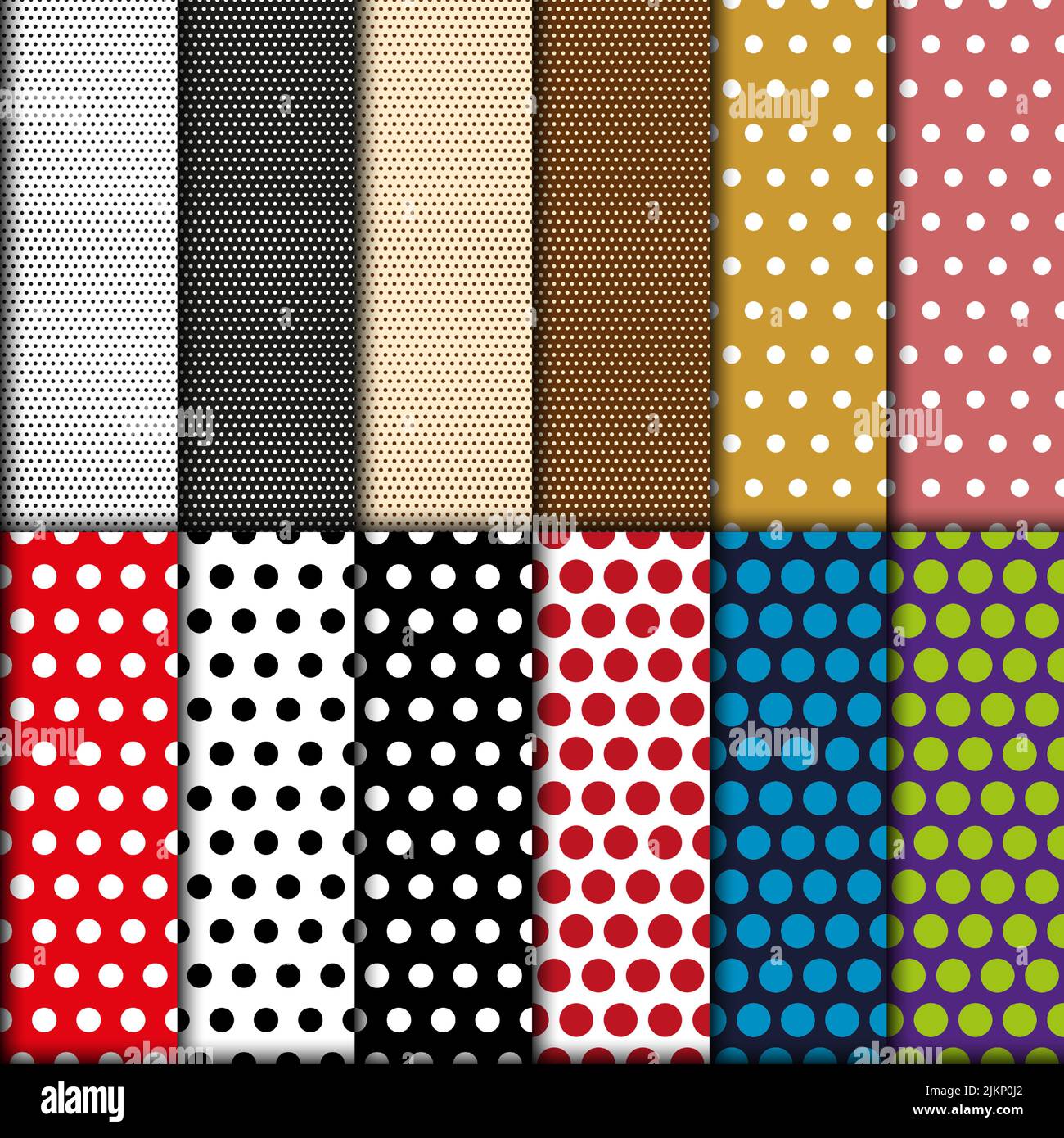 Big polka dot seamless patterns set collection. Abstract backgrounds ...