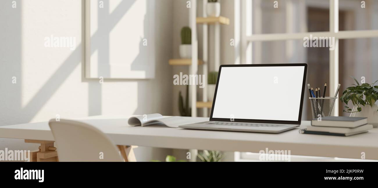 Minimal home workplace or office studio interior design with portable ...