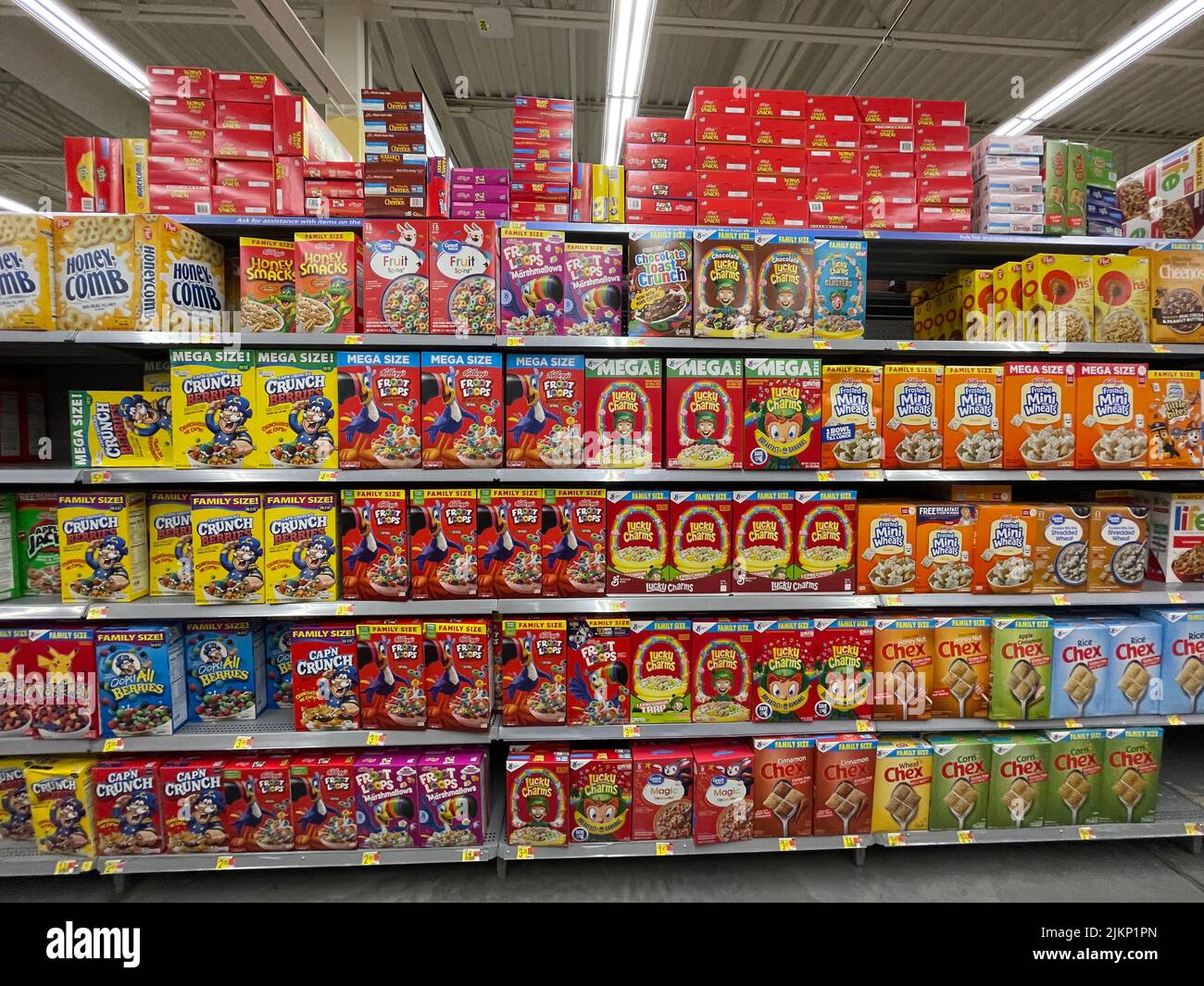 The shelves of cereals in a Walmart shop Stock Photo - Alamy