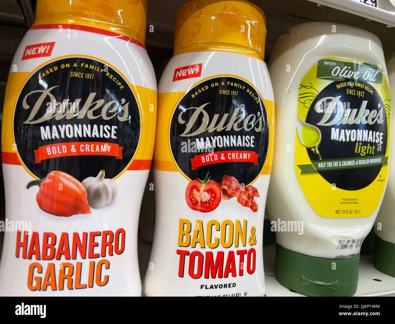 A retail grocery store shelf with Duke's mayonnaise Stock Photo - Alamy