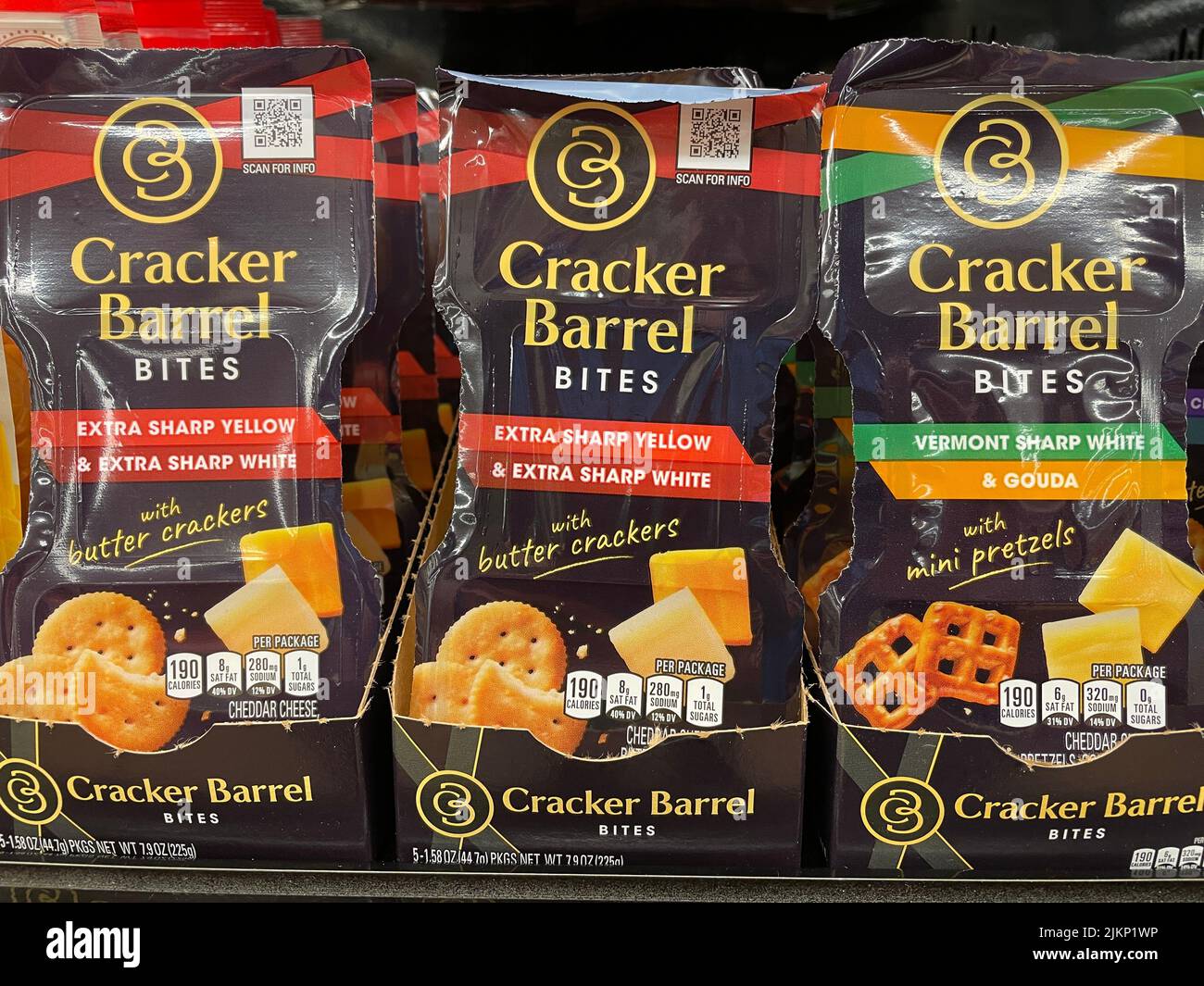 A retail grocery store shelf with Cracker Barrel snacks Stock Photo - Alamy
