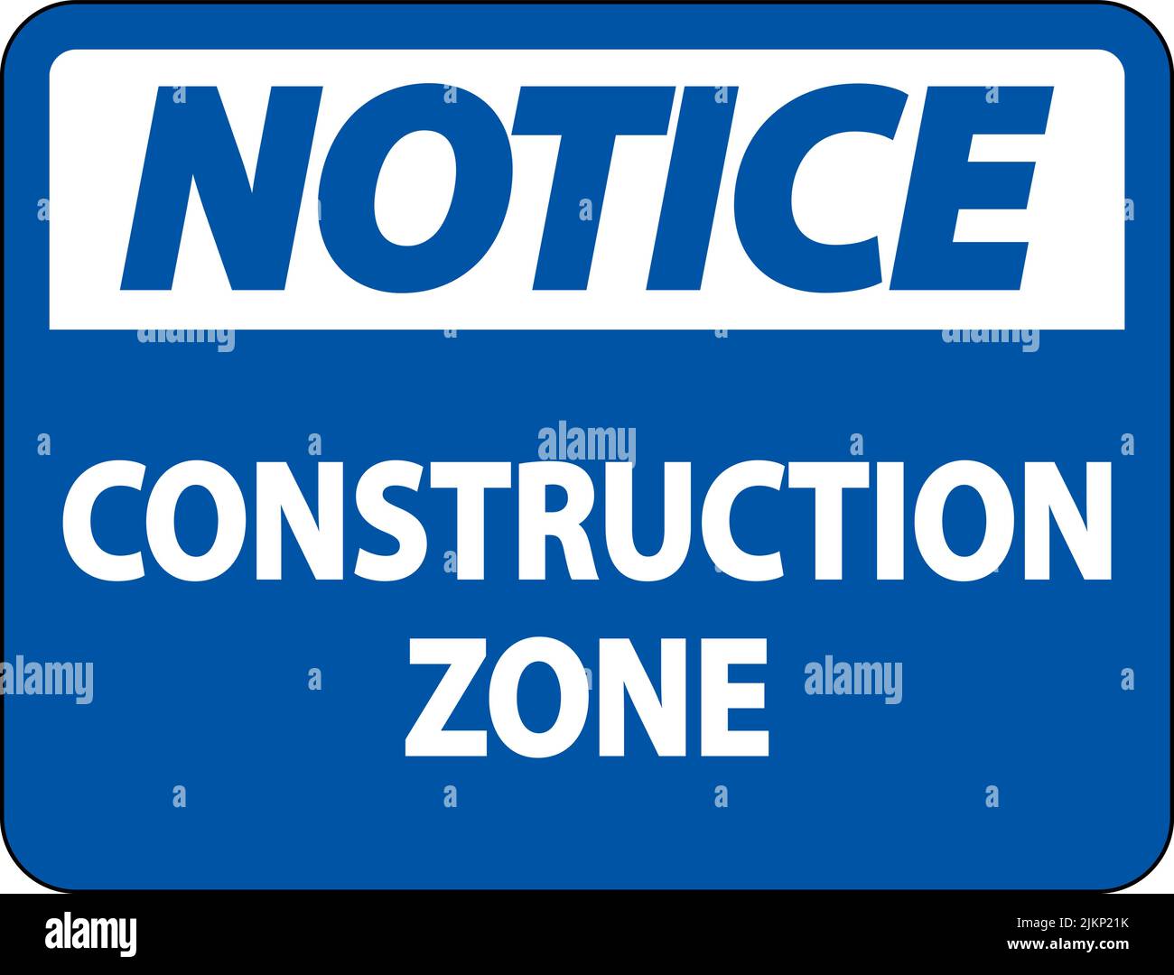 Notice Construction Zone Symbol Sign On White Background Stock Vector ...