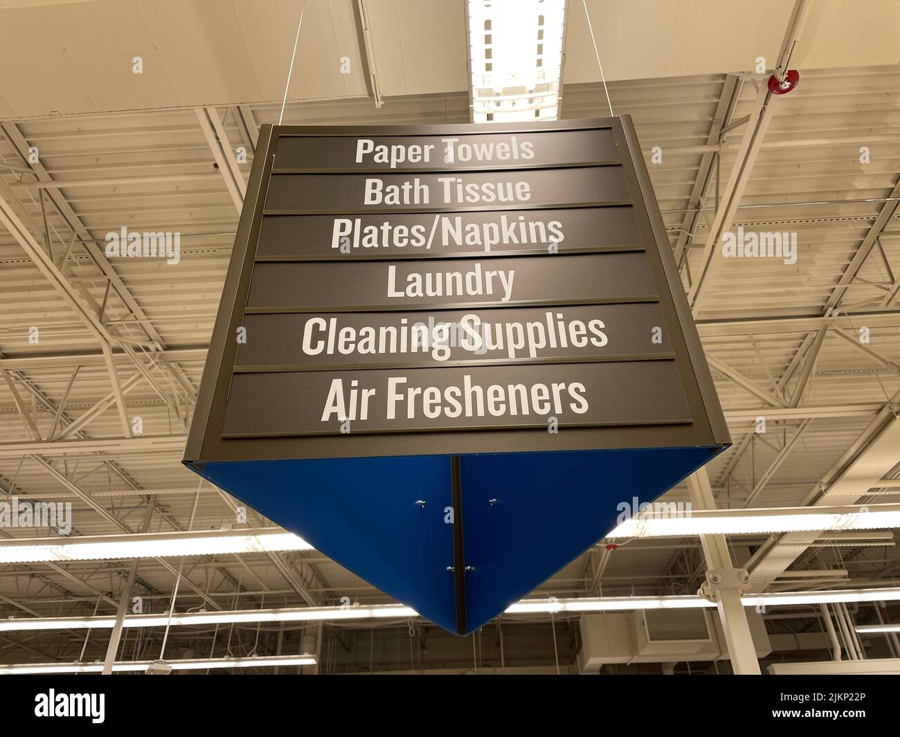 A low angle shot of store departments sign Stock Photo - Alamy