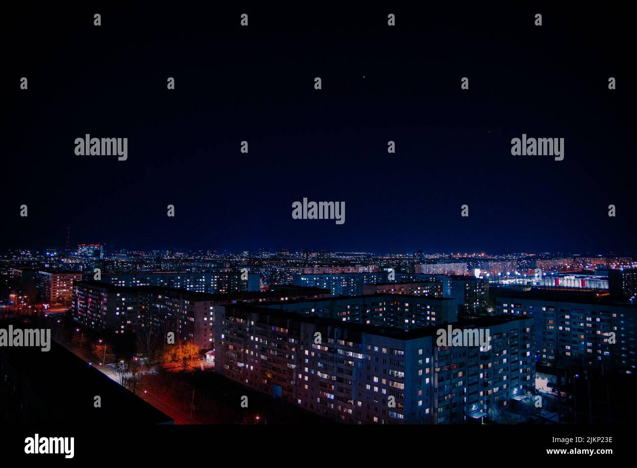 A beautiful skyline at night with the city lights Stock Photo - Alamy