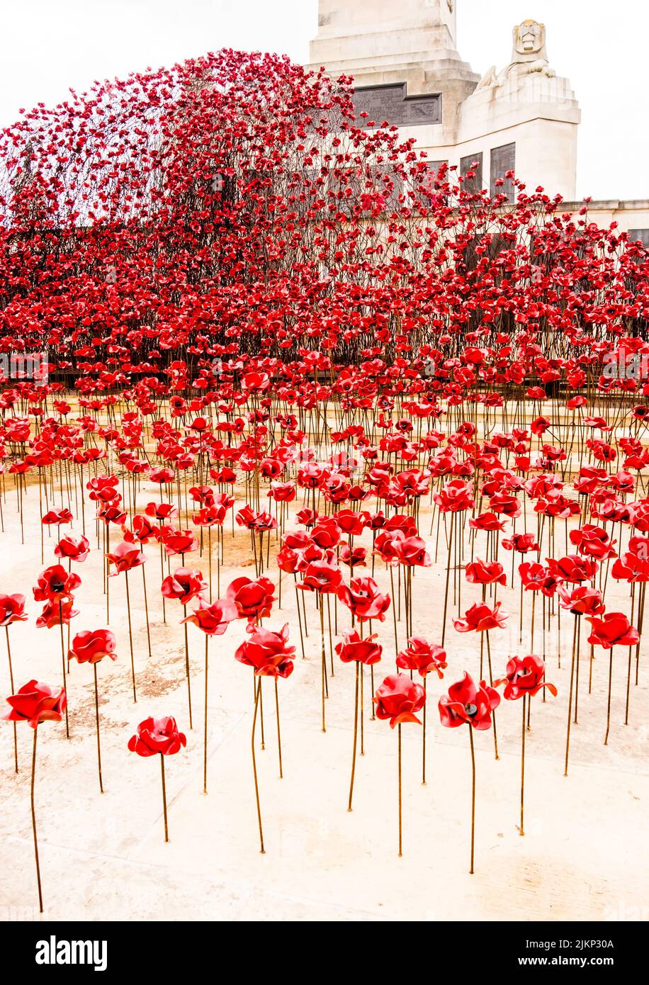 A wave ceramic poppies commemerating those who losts their lives at sea ...