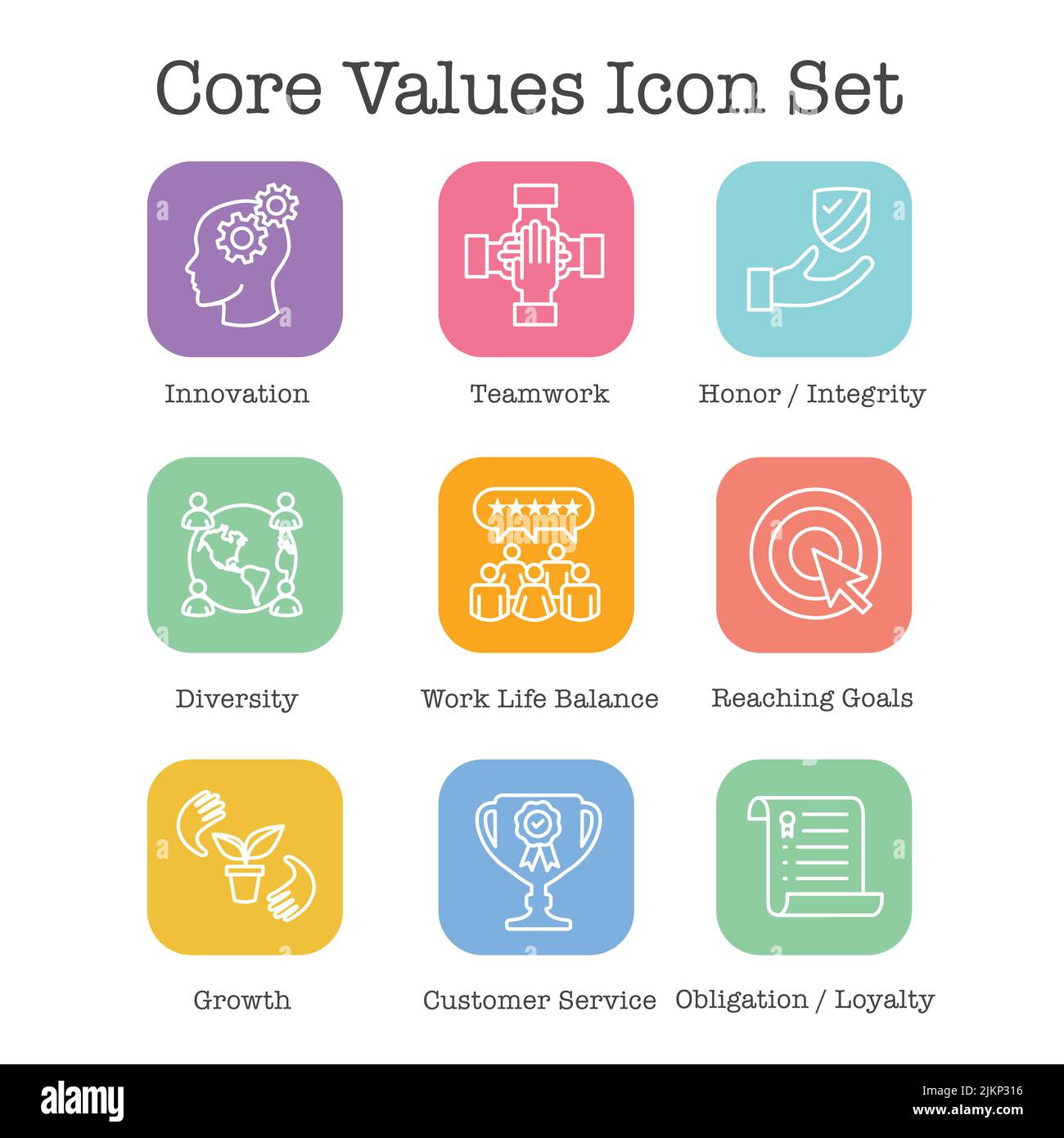 Core Values or Mission with Vision Icon Set Stock Vector Image & Art ...
