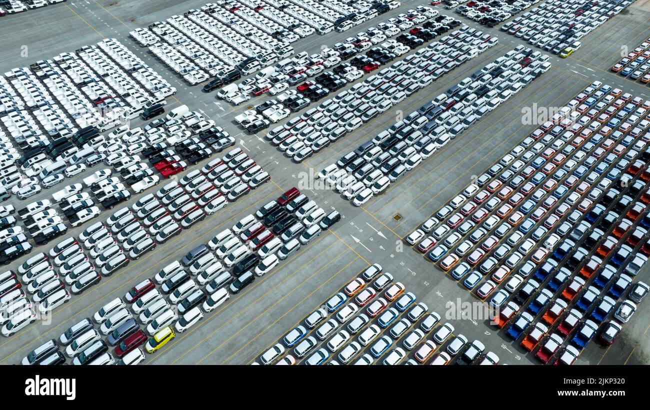 Many new cars parking for ship to Dealer or customer, Cars for shipping ...