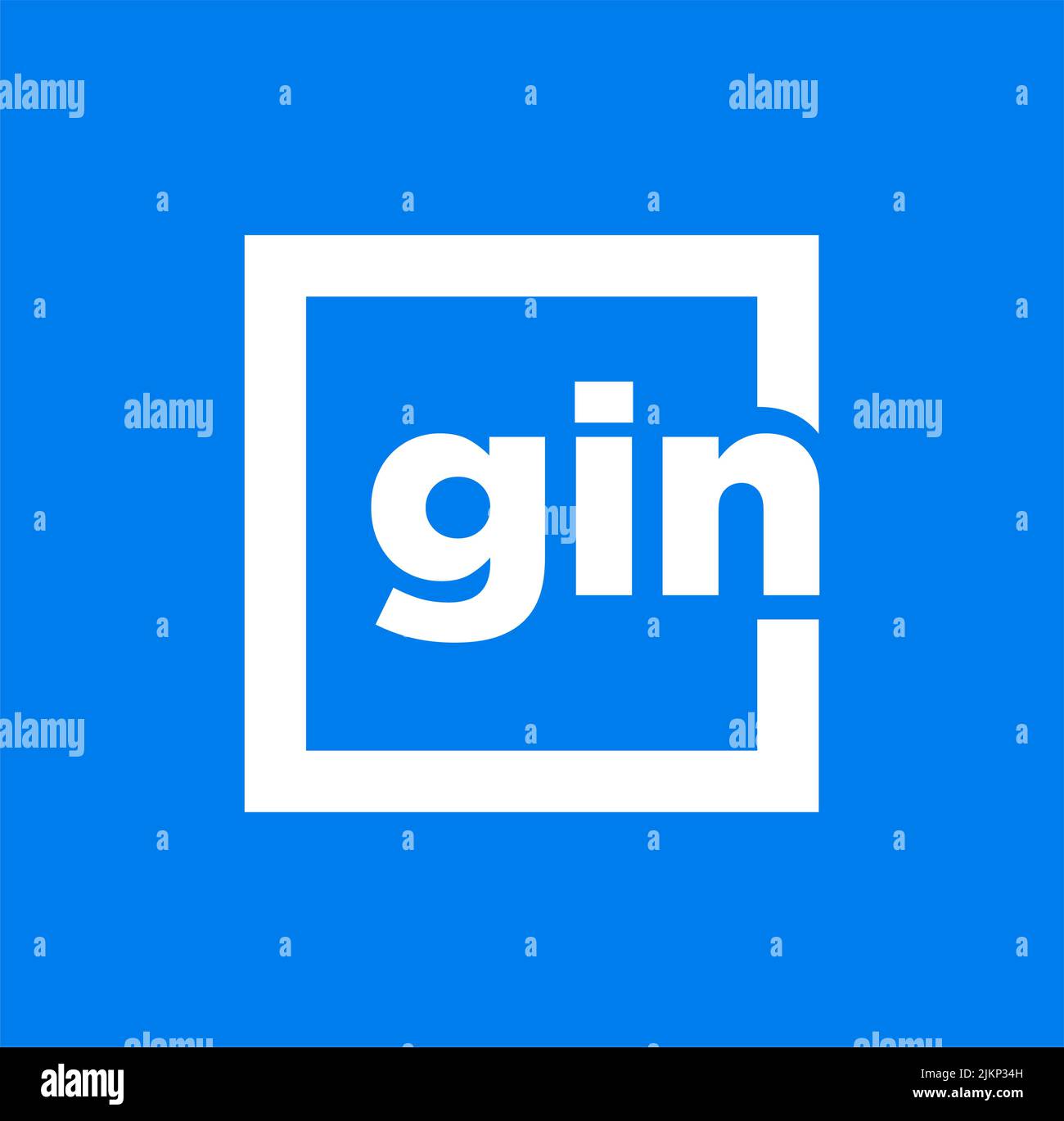A vector illustration of a Gin logo idea with a white square on the ...