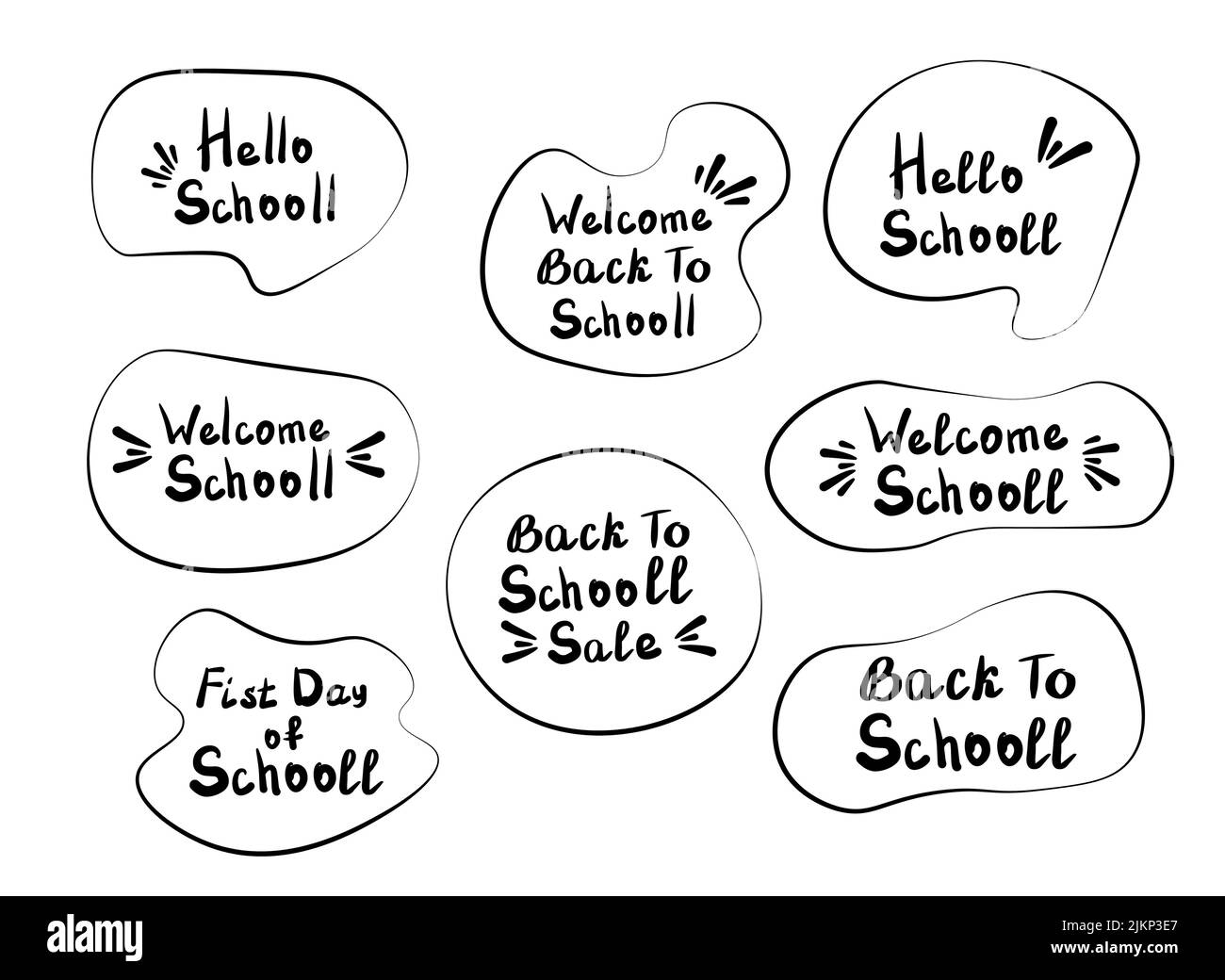 Back to school lettering for banner, flyers, and postcards. Set of ...