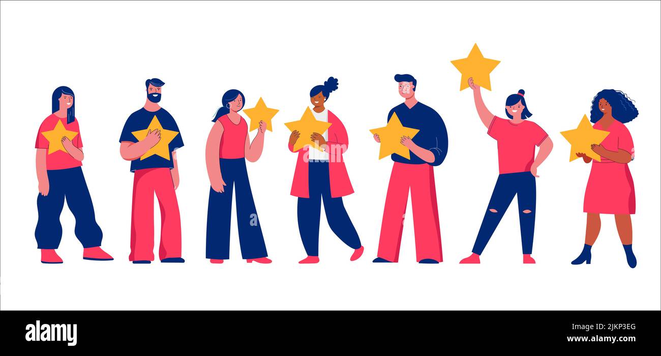 People giving review rating and feedback. Customer choice and employee ...