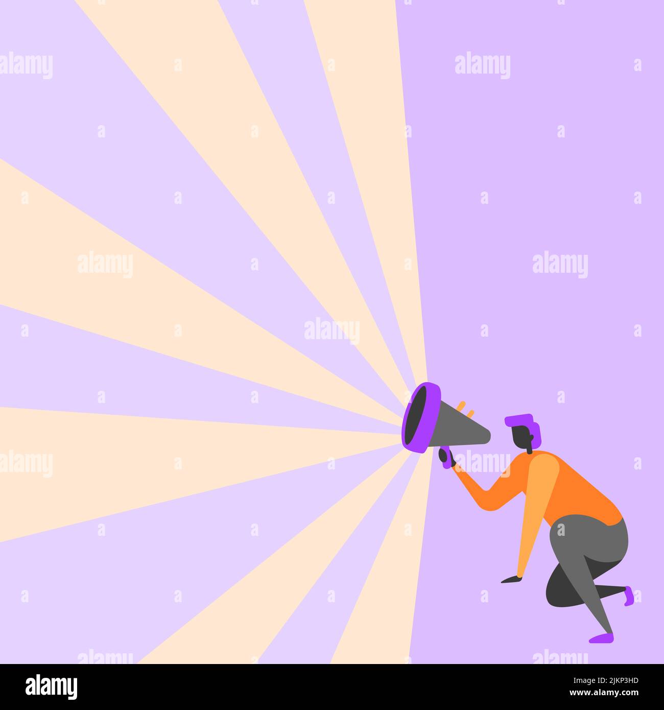 A cartoon person character making an announcement with a megaphone on a ...