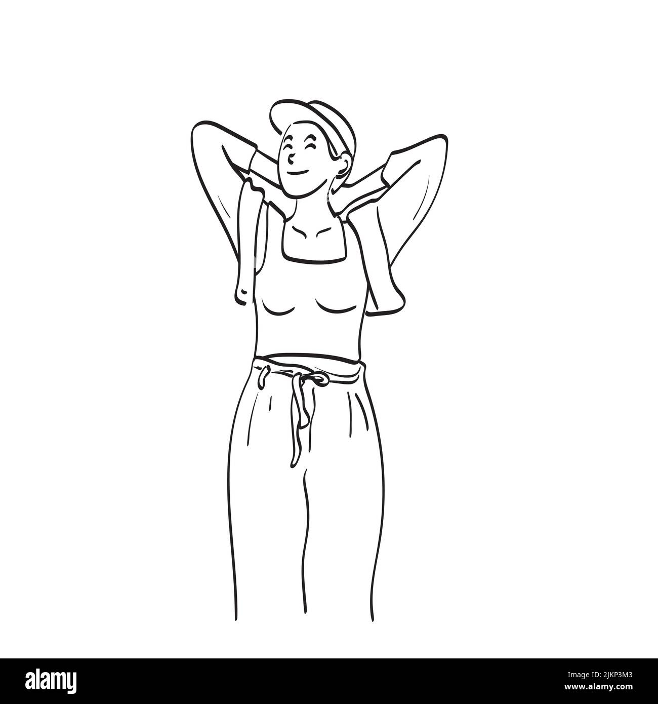 Woman Holding Hair Back Stock Vector Images Alamy