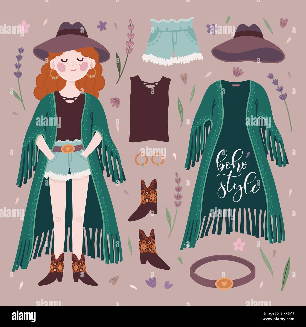 Boho girl and outfit Stock Vector Image & Art - Alamy