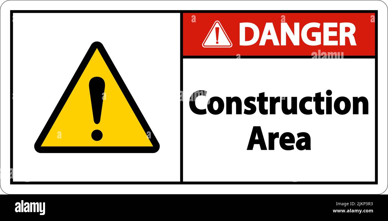 Danger Construction Area Symbol Sign On White Background Stock Vector ...