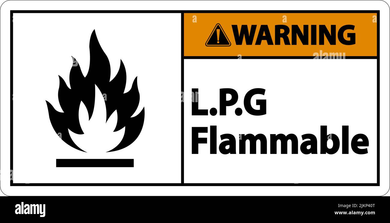 Warning L.P.G Flammable Symbol Sign On White Background Stock Vector ...